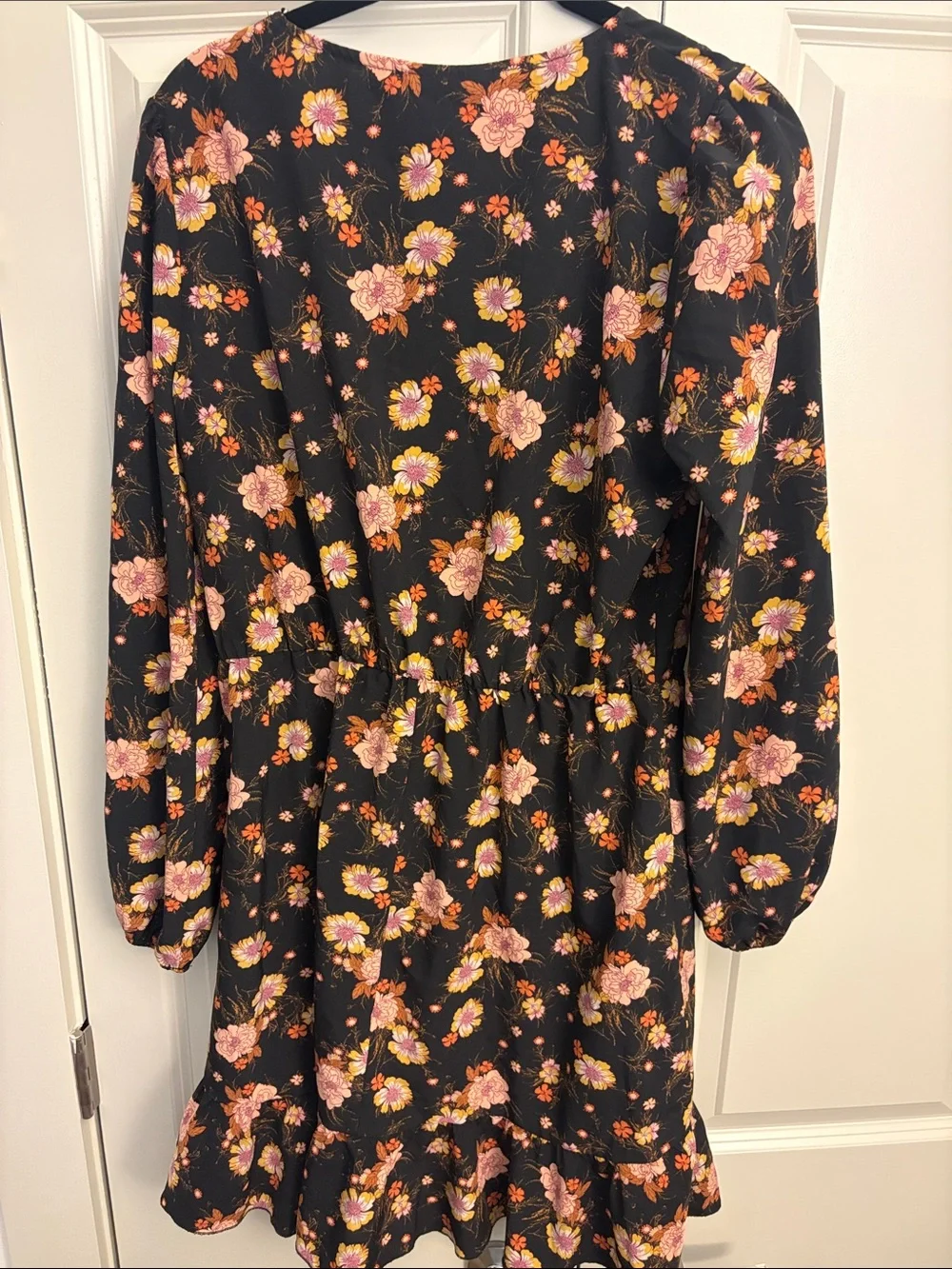 Abound | Dresses | Abound Black Floral Wrapstyle Mini Dress With Pink ...